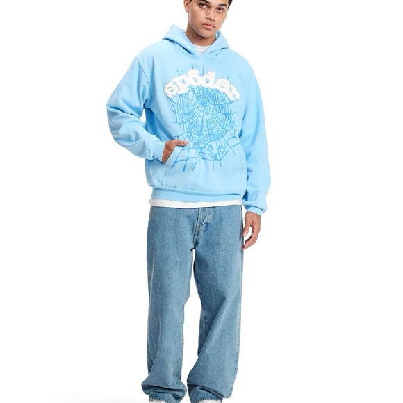 Spyder | Sweaters | Sp5der Light Blue Pullover Sweater With Web Graphic ...